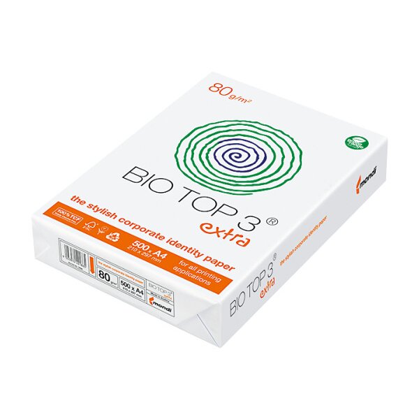 BIO TOP 3 Kopierpapier A4 88008658 80g, weiss 500 Blatt | Kopierpapier.ch