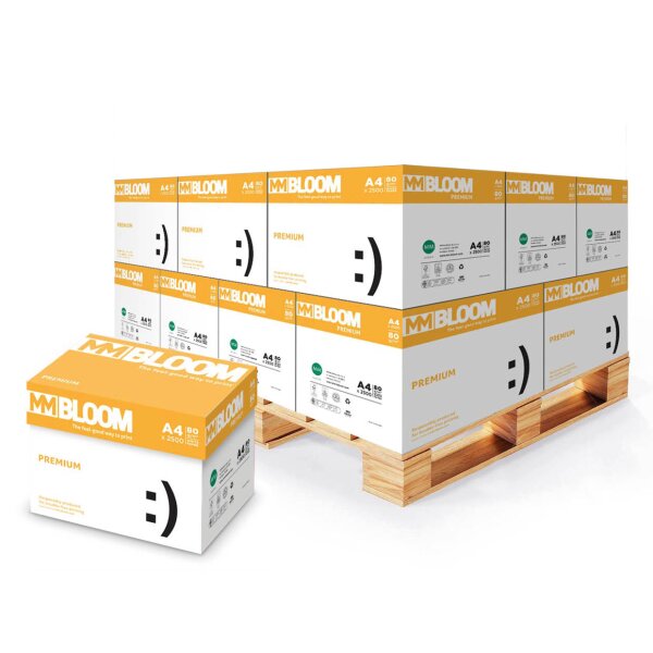 MM BLOOM Premium Premiumpapier hochweiss A4 80g - 1/2 Palette (50'000 ...