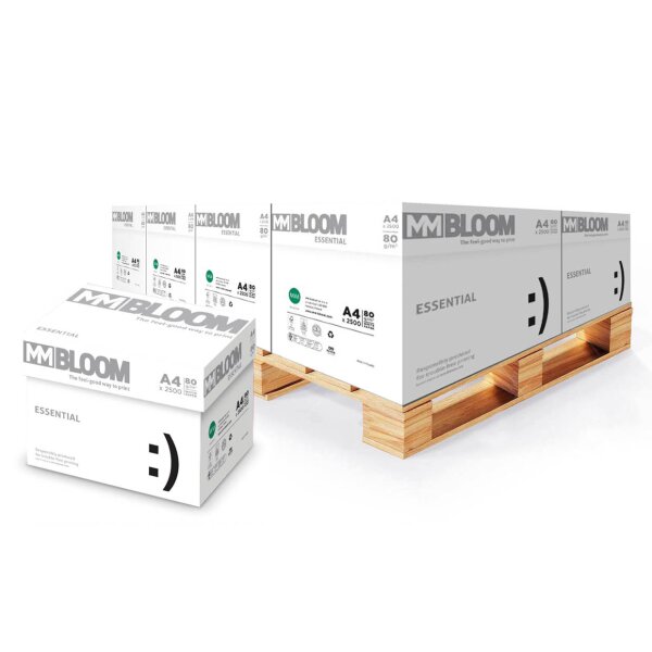 MM BLOOM Essential Universalpapier weiss A4 80g - 1/4 Palette (25'000 ...