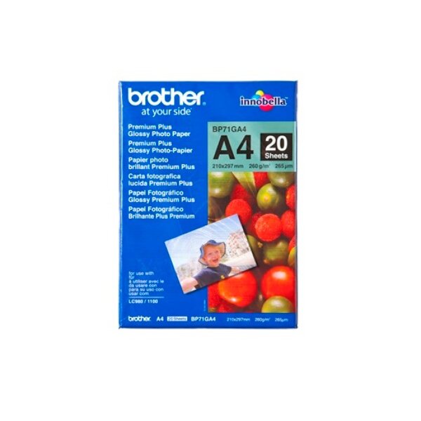 BROTHER Photo Paper glossy 260g A4 BP71-GA4 MFC-6490CW 20 Blatt ...